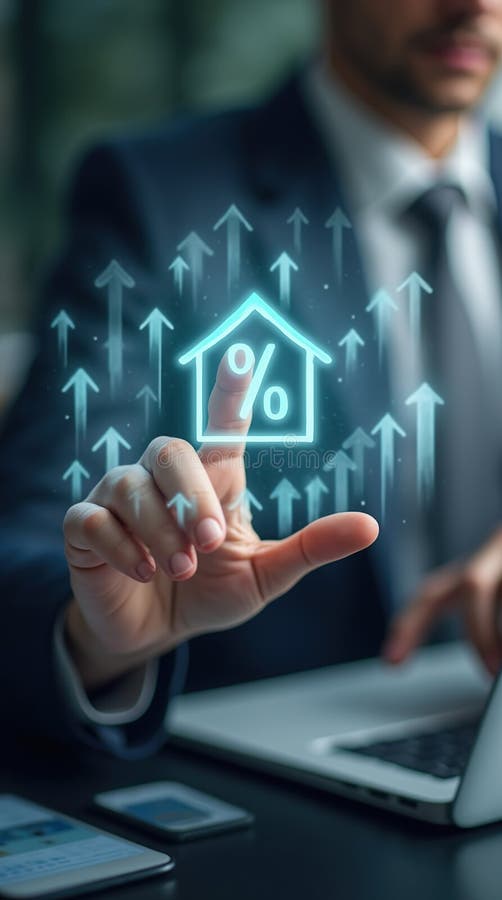 Business Professional Using Digital Interface for Financial Insights ...