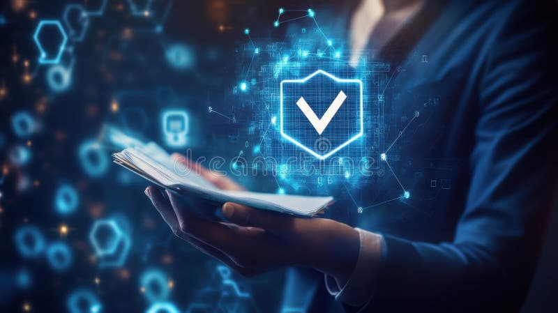 Business Professional Using Digital Technology To Demonstrate Security ...