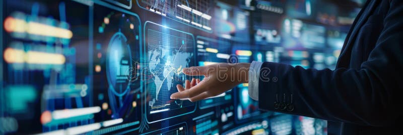 A Business Professional Using a Holographic Interface To Manage ...