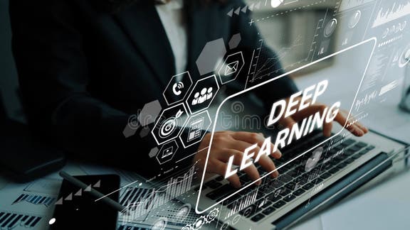 Business Professional Using Laptop Computer with Deep Learning ...
