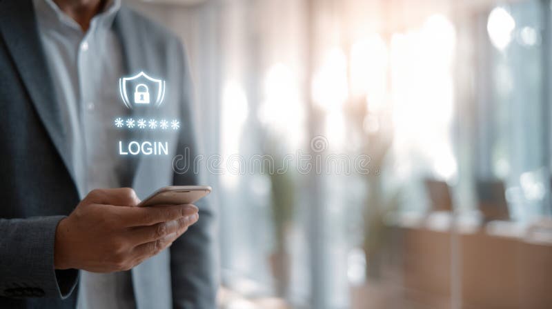 Business Professional Using Smartphone for Secure Login in Modern ...