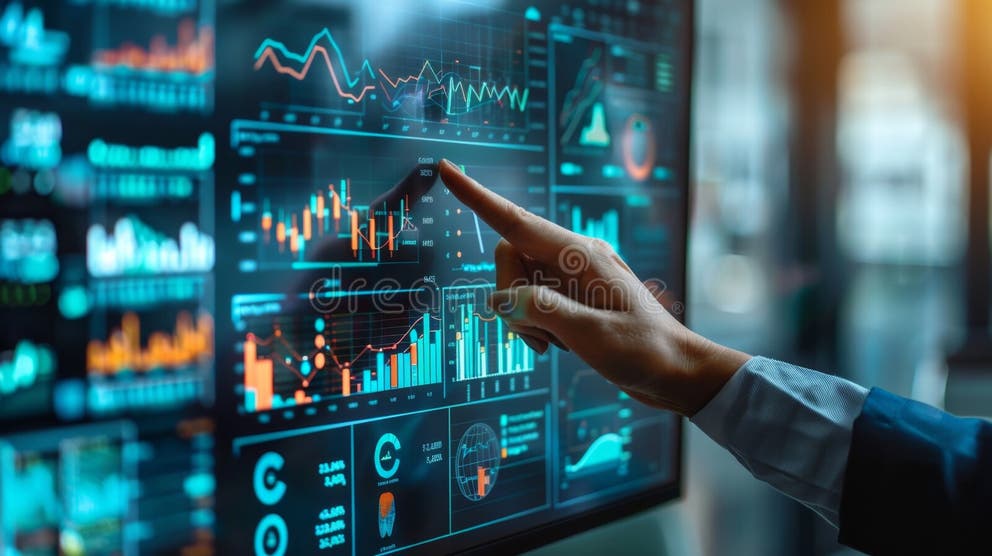 Business Professionals Analyze Data Trends on a Digital Dashboard with ...