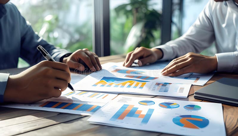 Business Professionals Analyzing Charts in Bright Office, Ideal for ...