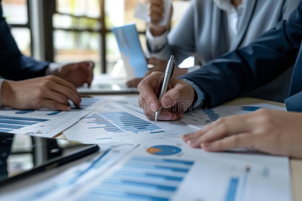 Business Professionals Analyzing Charts and Graphs during a Meeting ...
