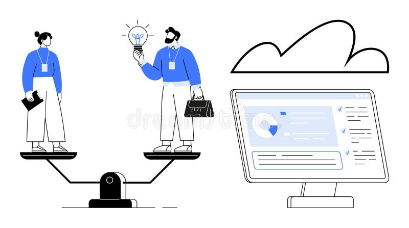 Business Professionals Balancing Ideas with Data Analytics and Cloud ...