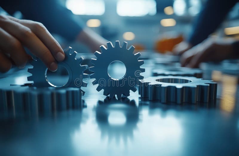 Business Professionals Collaborate on Assembling Gears To Enhance ...