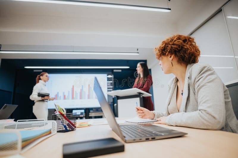 Business Professionals Collaborating and Analyzing Data in Classroom ...