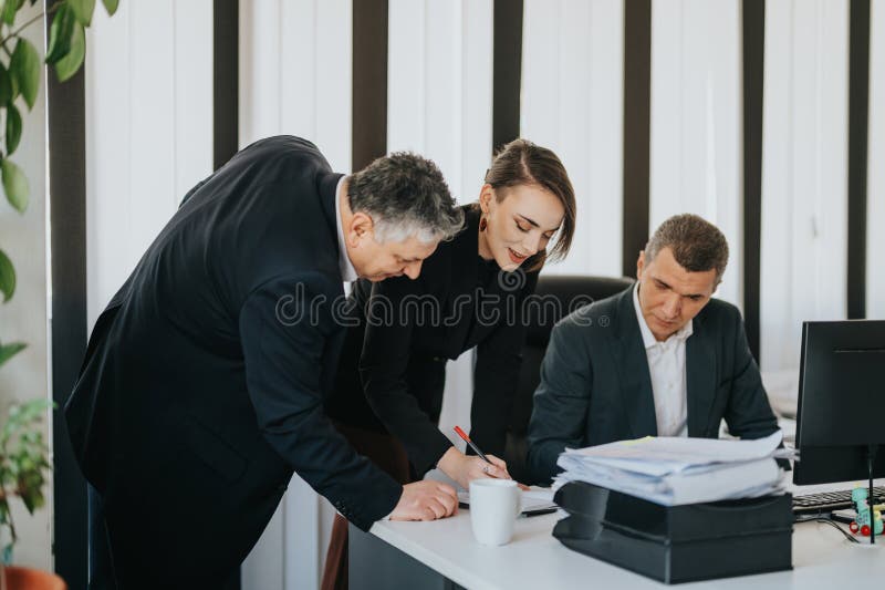 Business Professionals Collaborating on a Project in a Modern Office ...