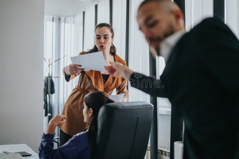 Business Professionals Collaborating on a Team Project in a Modern Office Setting Stock Image ...