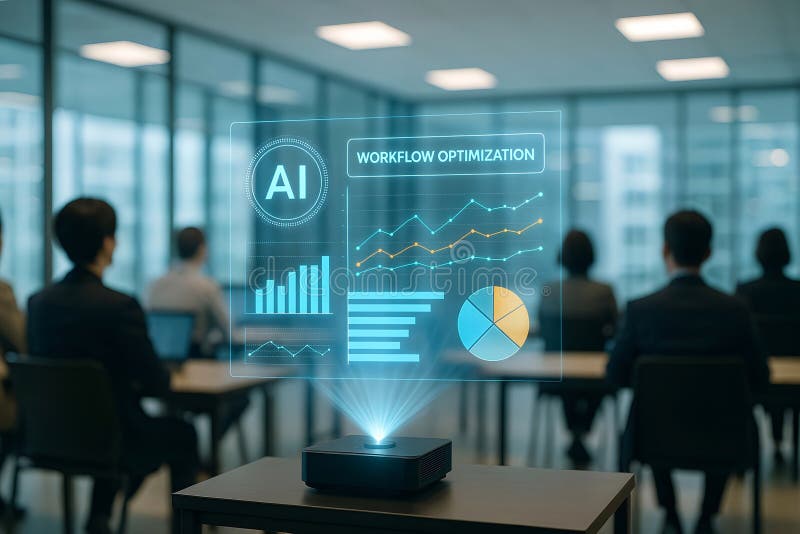 Business Professionals Engage in Ai Workflow Optimization Training Session Focused on Data ...