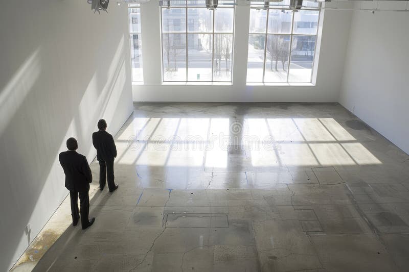 Business Professionals Inspecting a Large Empty Office Space Stock Image - Image of business ...