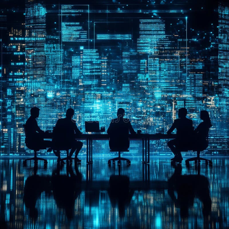 Business Professionals in Meeting with Digital Technology Background ...