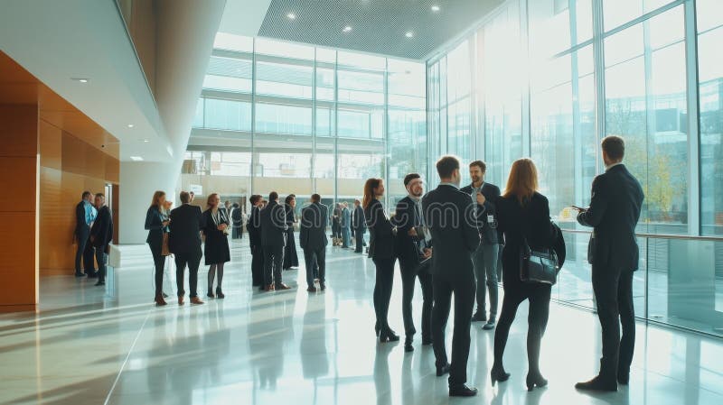 Business Professionals Networking and Engaging in Discussions during a ...