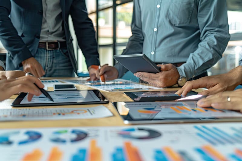 Business Professionals Reviewing Data on Tablets Stock Image - Image of ...