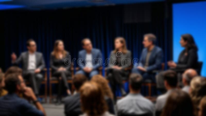 Speakers Discussing during Conference Panel with Audience Watching ...