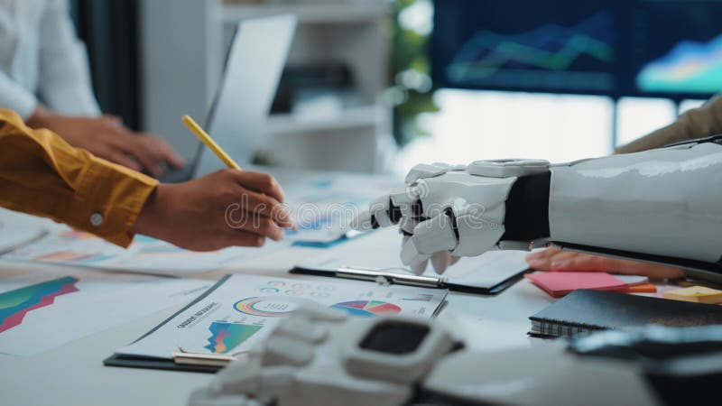 Business Professionals Utilizing AI-powered Analytics To Improve Efficiency, Analyze Data, and ...