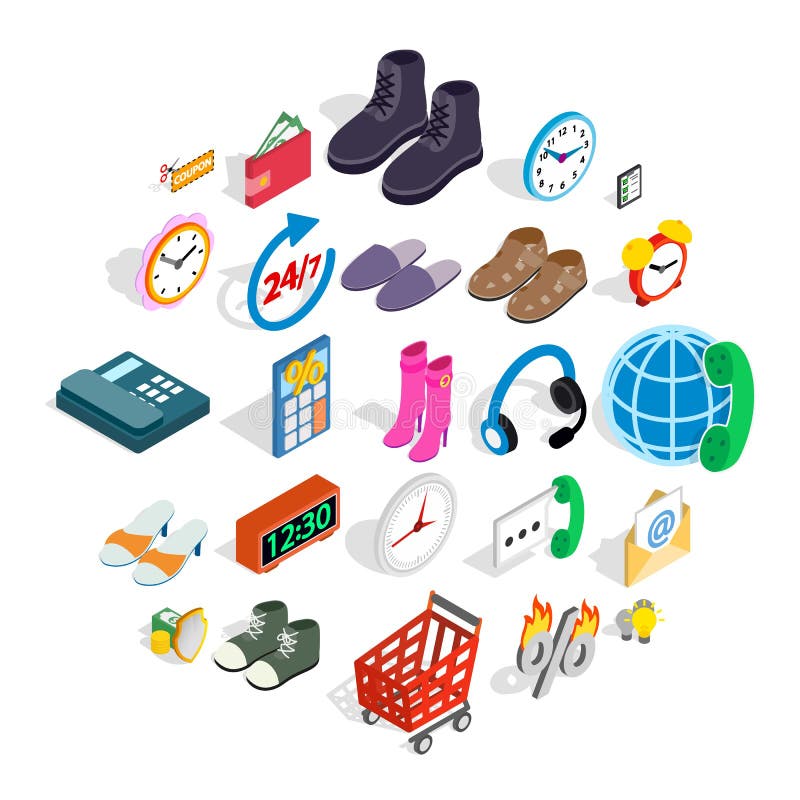 Business Program Icons Set, Isometric Style Stock Vector - Illustration ...