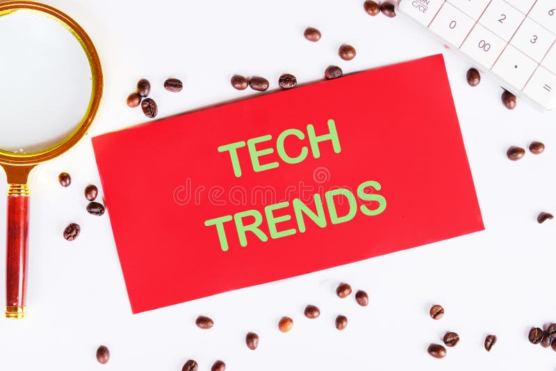 Business, Programming, Interface, Application and Network Concept. Text TECH TRENDS on the Red ...