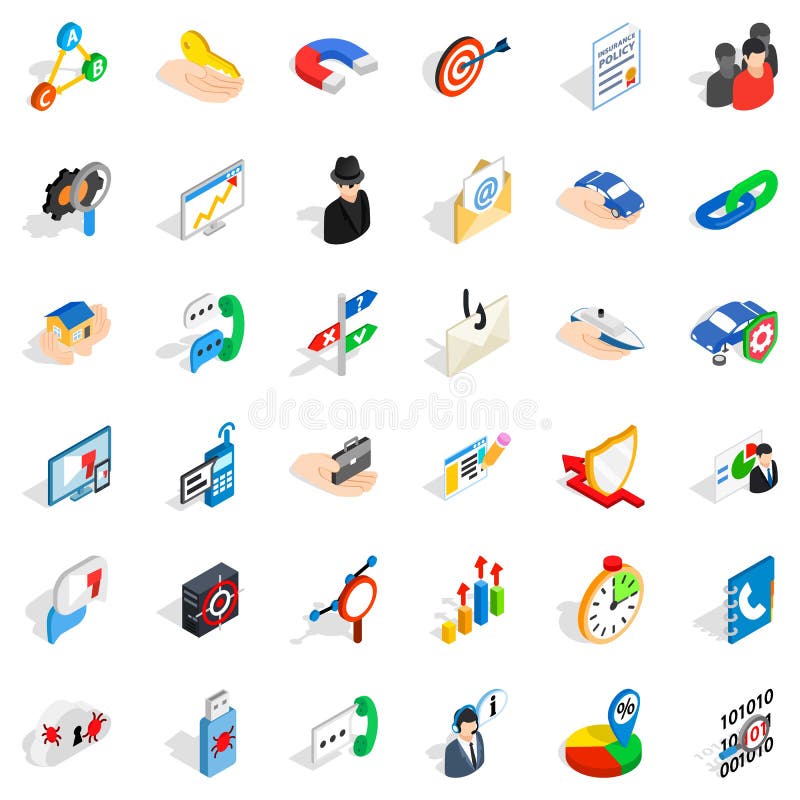 Business Progress Icons Set, Isometric Style Stock Vector ...