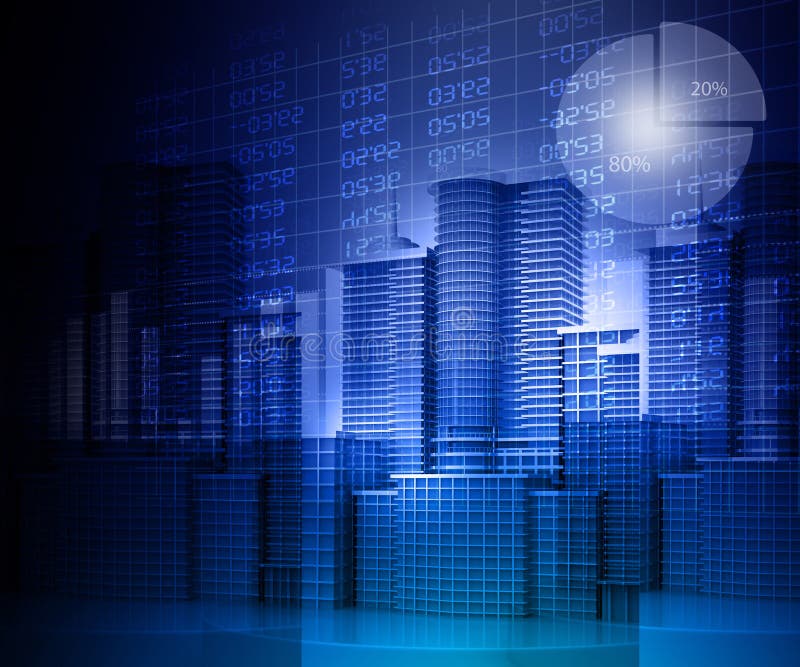 Business Progress of Skyline Citys Stock Illustration - Illustration of ...
