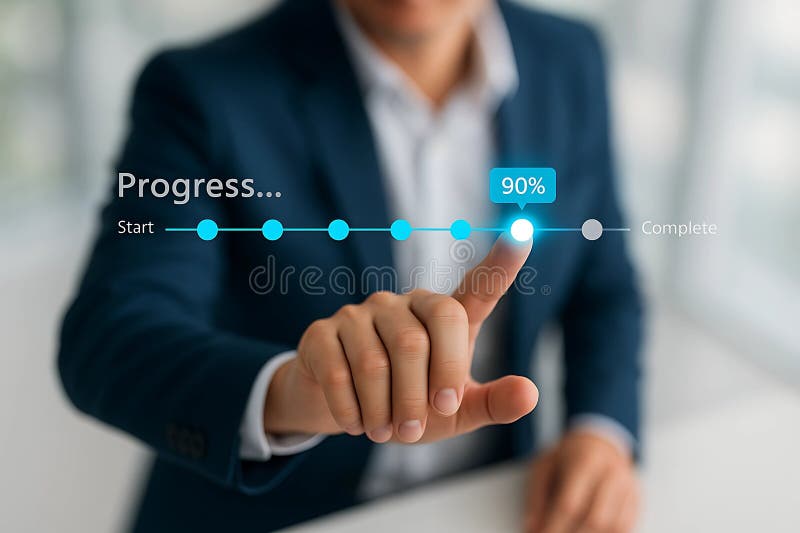 Business Progress Tracking Concept: Visual Representation of 90 ...