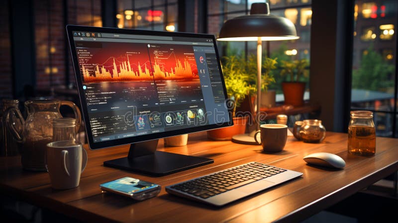 Business Project Management on the Computer Screen Stock Illustration ...