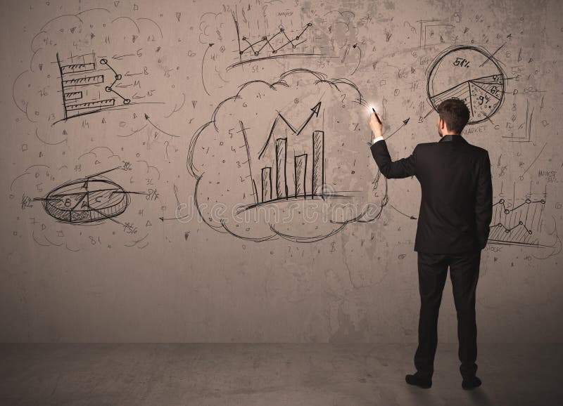 Business project on a wall stock photo. Image of graphic - 114790418