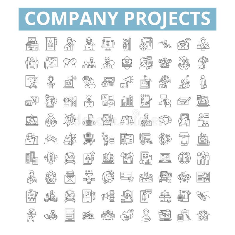 Business Projects Icons, Line Symbols, Web Signs, Vector Set, Isolated ...