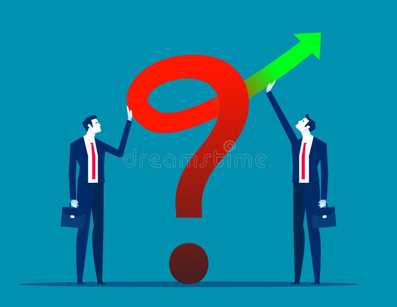 Business Putting Solution Arrow on Question Mark Problem Sign. Teamwork ...