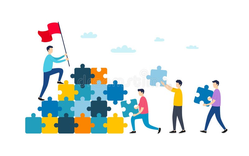 Business Puzzle Concept. Office Teamwork and Partnership. Team Work ...