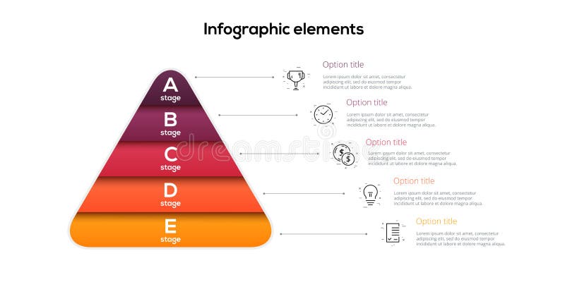 Business Pyramid Chart Infographics with 5 Steps. Pyramidal Stages ...