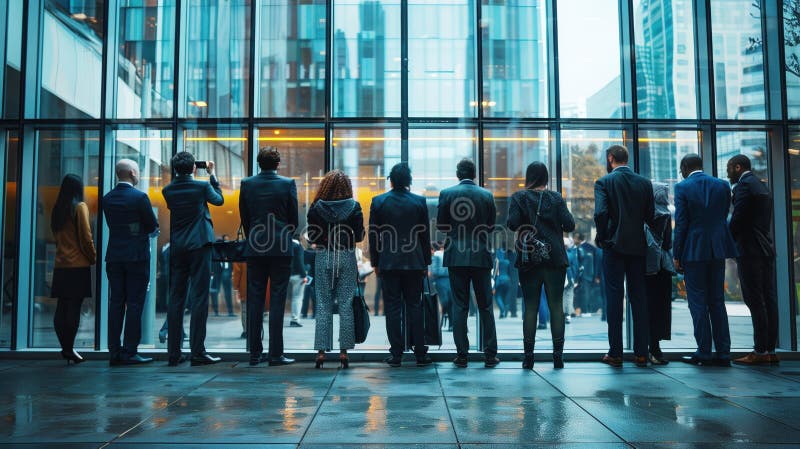Business Queue Concept of People Waiting in Suits before Corporate ...