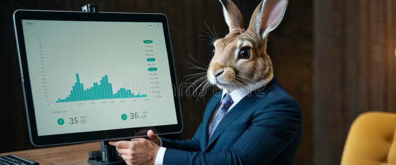 Business Rabbit Analyzing Data Stock Image - Image of computer ...