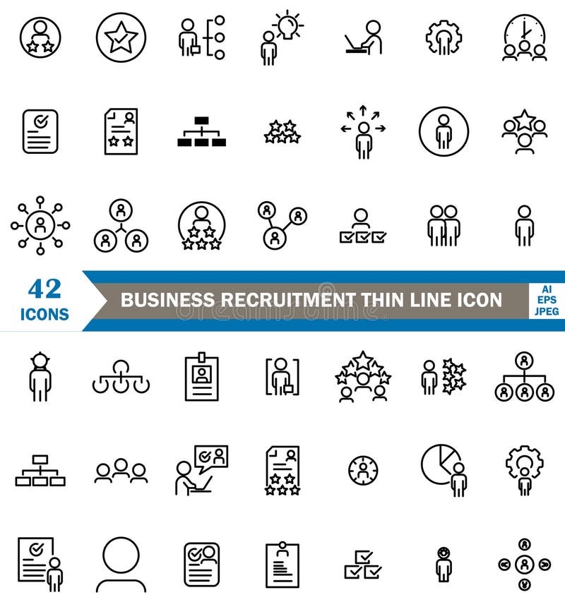 Business Recruitment Thin Line Icon Vector Illustrator Set Stock Vector ...
