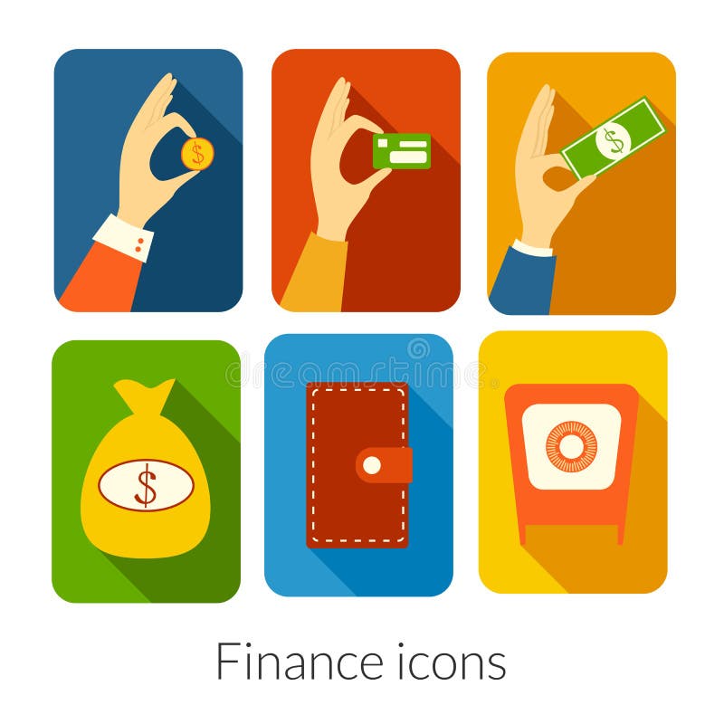 Business Rectangular Icons with Rounded Corners Stock Vector ...