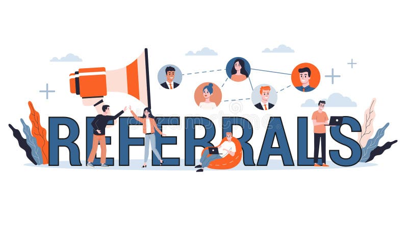 Business Referrals Concept Web Banner. Isolated Vector Illustration ...