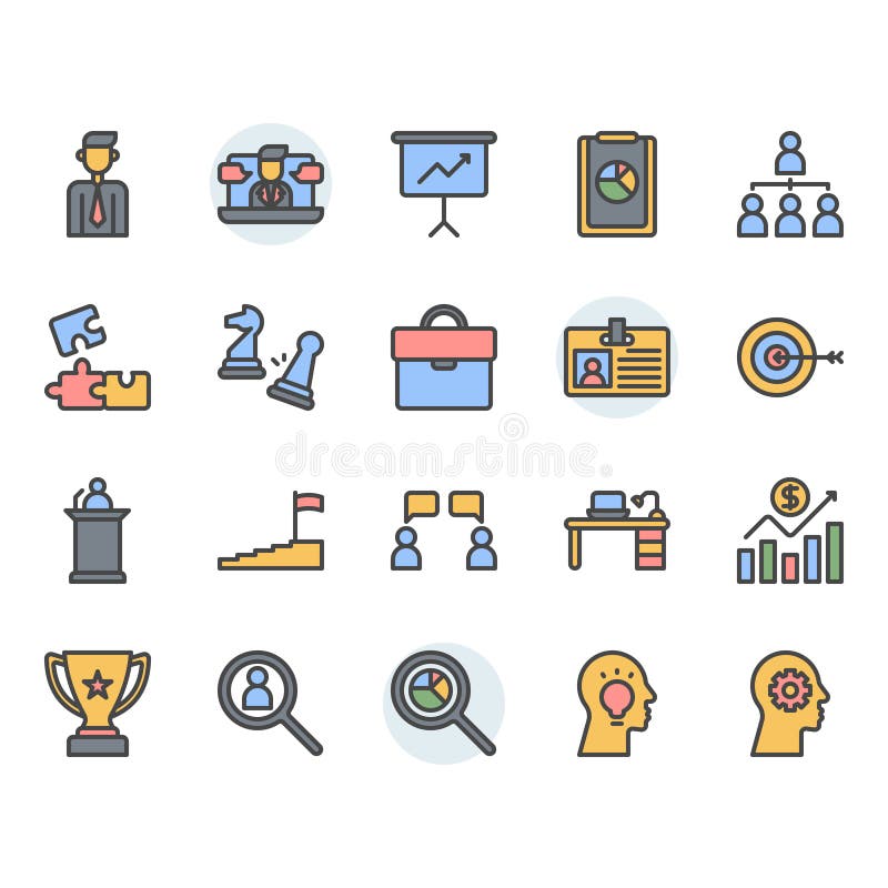 Business Related Icon and Symbol Set Stock Vector - Illustration of ...