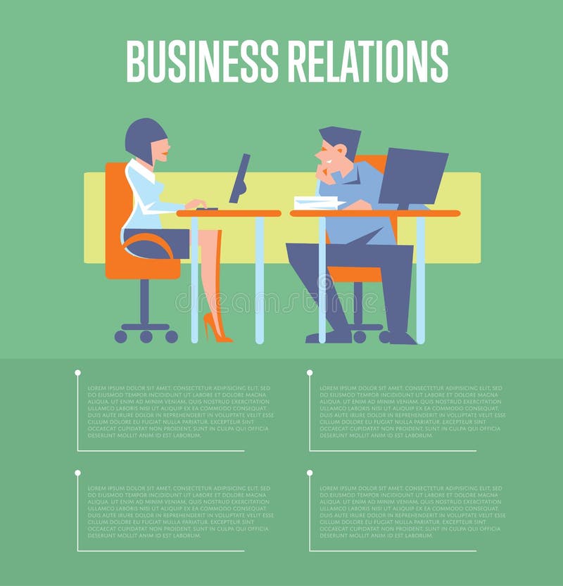 Work Relationships Banner with Businesspeople Stock Vector ...