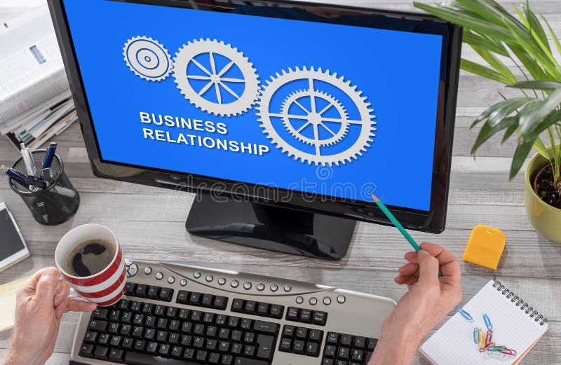 Business Relationship Concept on a Computer Stock Photo - Image of team ...
