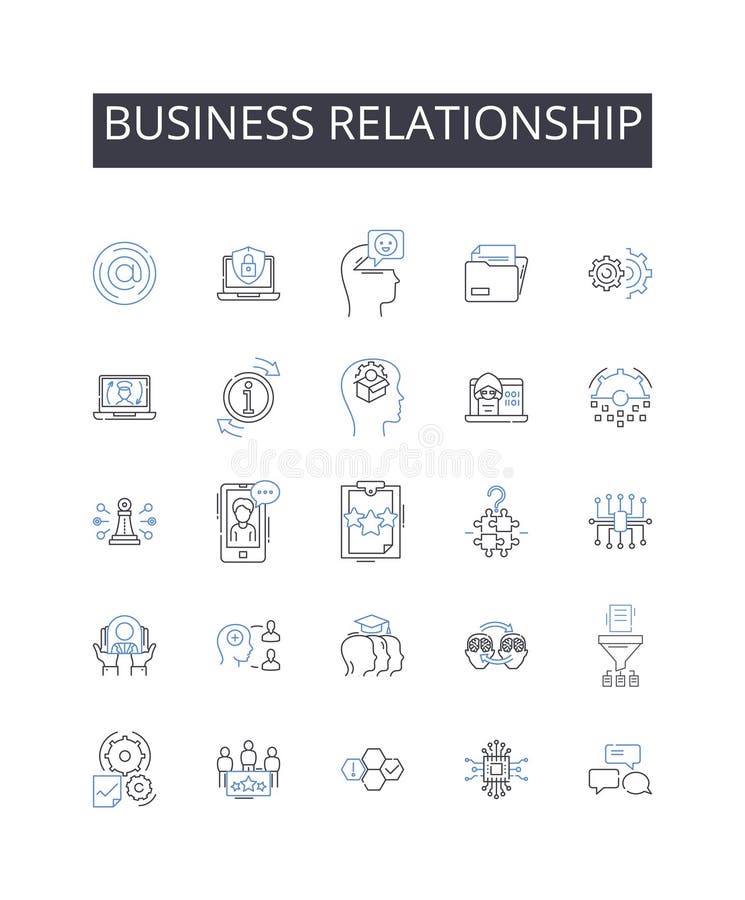Business Relationship Line Icons Collection. Prospecting, Acquisition ...