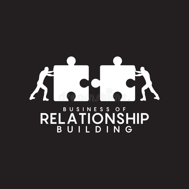 Business Relationship Logo with Using Two Men Push Pieces of Puzzle ...