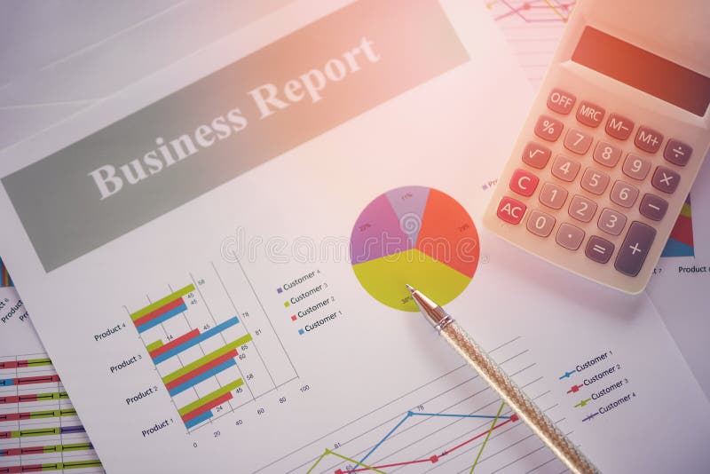 Business Report Chart Preparing Graphs Calculator Concept Stock Photo ...