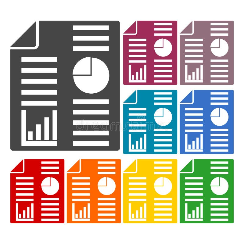 Business report icons set stock illustration. Illustration of marketing ...