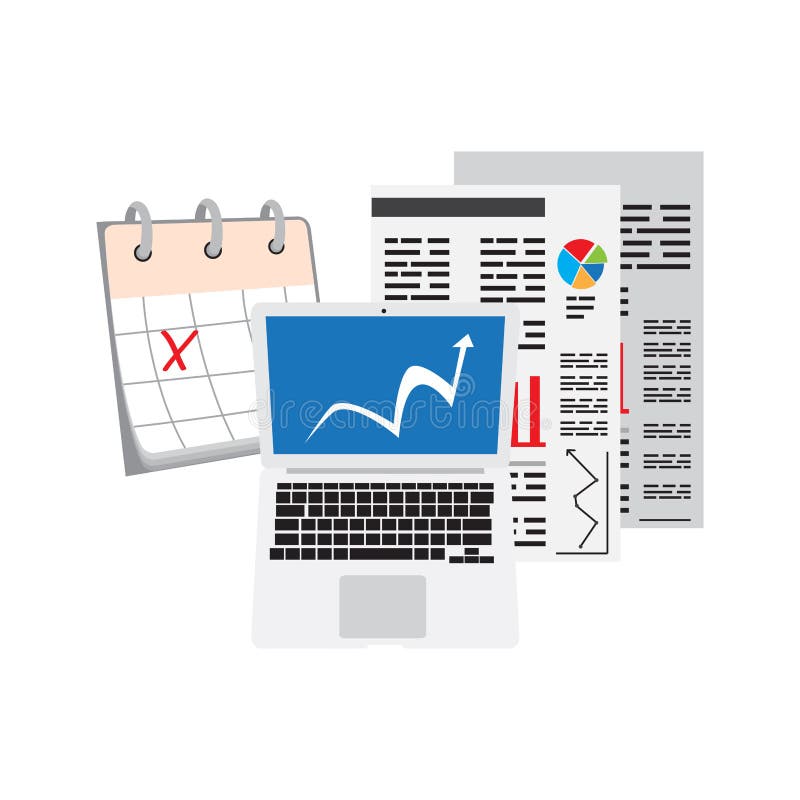 Business Report with a Laptop and a Calendar Stock Vector ...