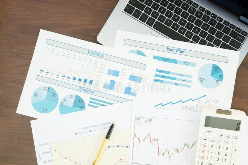 Business report and laptop stock image. Image of desk - 118292211