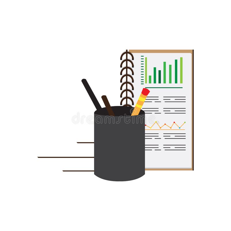 Business Report with a Pencil Holders Stock Vector - Illustration of ...