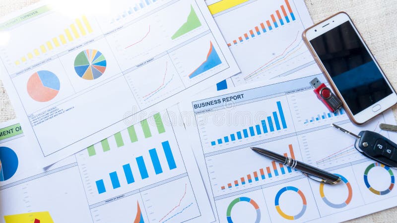 Business Report Statement with Graph and Data Analysis Stock Photo ...