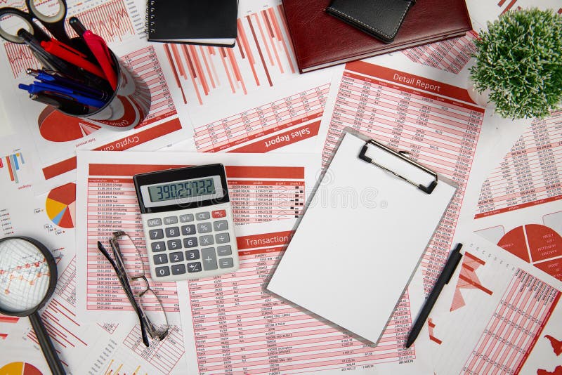 Business Reports, Blank Paper Sheet, Data Tables and Charts - Directly ...