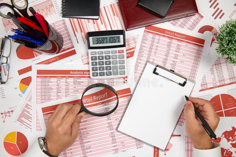 Business Reports, Blank Paper Sheet, Data Tables and Charts - Directly ...