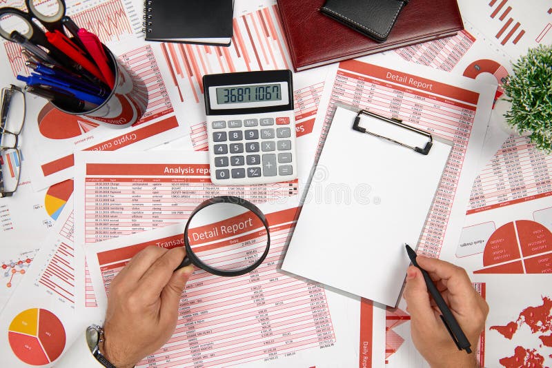 Business Reports, Blank Paper Sheet, Data Tables and Charts - Directly ...